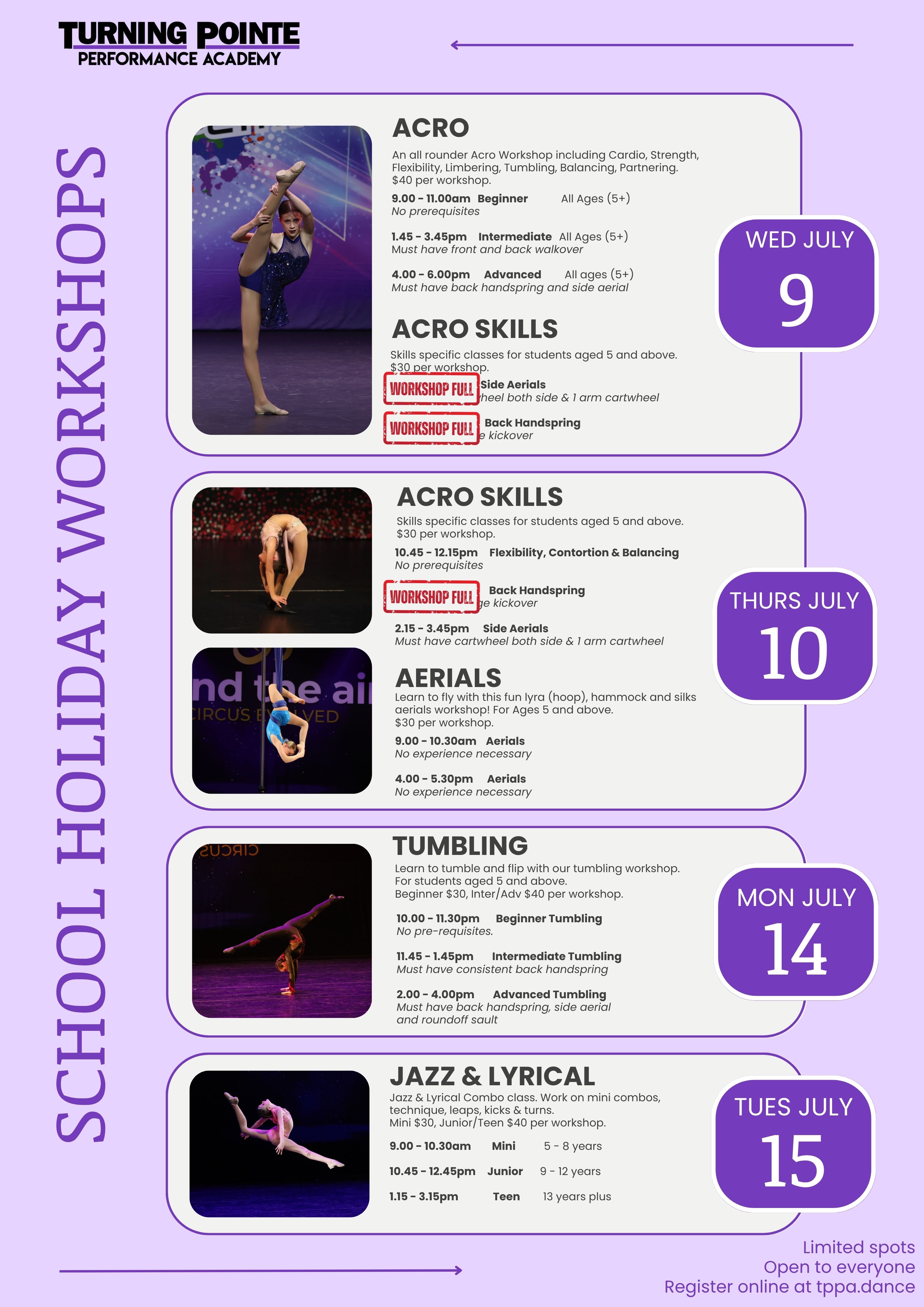 Workshops – TPPA © Turning Pointe Performance Academy, 2025